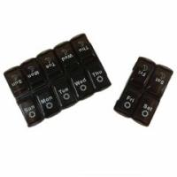 China Large 7 Day Pill Organizer 14 Compartment Double Row Weekly Medicine Case Black White for sale