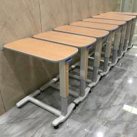 China Mobile Hospital Medical Furniture ABS Wooden Hydraulic Lifting Dining Table with Pulley 1200x600mm for sale