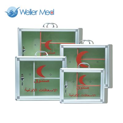 China Lockable Wall Mounted First Aid Kit Aluminum Alloy 18x12x6 Inch Arabic Medical Kit for sale