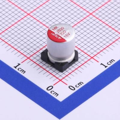 China chip aluminium electrolytic capacitors AISHI EMK1CM221E83D00R with 220 microfarad capacitance and 16 volt rating for sale