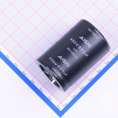 China LH Series Aluminum Electrolytic Capacitors AISHI ELH2WM681R50KT with 2000 Hours Endurance at 105C RoHS Compliant for sale