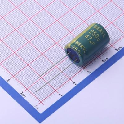 China Miniature Aluminum Electrolytic Capacitors RC Series BERYL Electronic Tech RC250M470LO13*20TH-2A1E RoHS 2 Compliant for sale