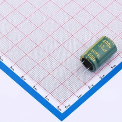 China 33uF 400V Radial Aluminum Capacitor BERYL Electronic Tech RC400M330LO13*20TH-2A1Et PET Sleeve Dark Green for sale