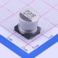 China Low impedance chip type capacitor CapXon DV471M025G105ETR designed for high density PC boards and surface mounting for sale