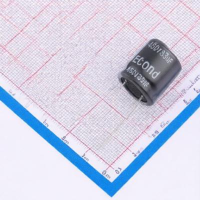 China 33 Microfarad 450 Volt Aluminum Electrolytic Capacitor Econd 33uF450V16x18KM KM Series Black Sleeve for sale