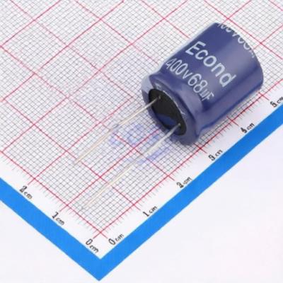 China aluminum electrolytic capacitor Econd 68uF400V18x21FS rohs certified for led power supplies and fluorescent lamps for sale