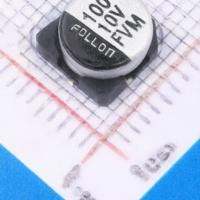 China High reliability capacitor FOLLON EFVM010ADA101M0640 with black print marking and RoHS certification for sale