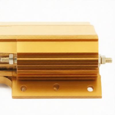 China Precision 200W Power Resistor Hongda RX24-200W-11R-F Gold Aluminum Shell High Durability Component for sale