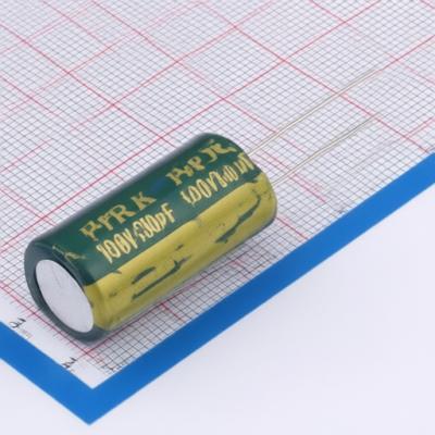 China HRK CD2883372AM1326VFL aluminum electrolytic capacitor plug in type featuring green sleeve and gold marking for sale