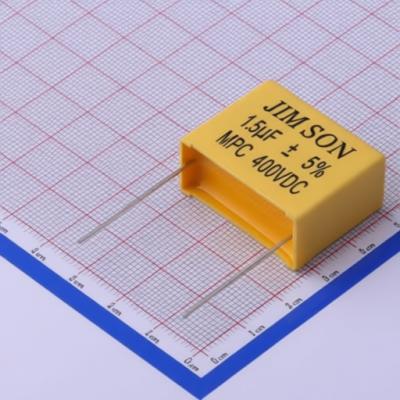 China Radial lead capacitor Jimson MPC155K400D01 featuring epoxy resin sealed flame retardant case and RoHS compliance for sale
