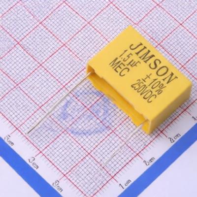 China Moisture resistant polyester film capacitor Jimson MEC155K250D02 with flame retardant plastic case and radial wire leads for sale