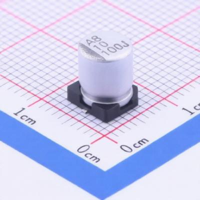 China Compact SMD Aluminum Electrolytic Capacitor Lelon VEJ100M2ATR-0607 with RoHS and AEC Q200 Compliance for sale