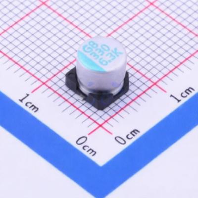 China Solid SMD Type Organic Conductive Polymer Capacitors Lelon OVK331M0JTR-0606 Blue Marking Performance for sale
