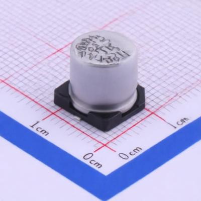 China SMD Aluminum Electrolytic Capacitors Lelon VZH101M1JTR-1010 with Black Marking Color and Construction for sale