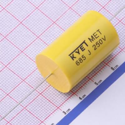 China 6.8 Microfarad Metallized Polypropylene Film Capacitor Rated 250VDC KYET MET685J2E1931 with 5 Percent Tolerance for sale
