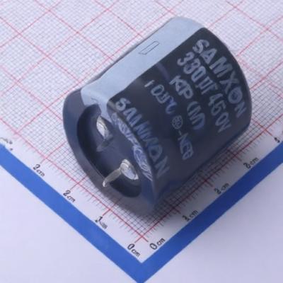 China polar aluminum electrolytic capacitor Man Yue Tech EKP337M2WP30SZSHP with PET sleeve and copper clad steel terminals for sale