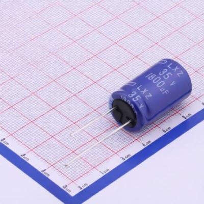 China Low Impedance Miniature Aluminum Electrolytic Capacitors NCC ELXZ350ELL182ML25S Featuring PET Sleeve and Rated 105 Celsius for sale