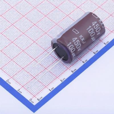 China Aluminum electrolytic capacitor NCC EKXJ451ELL101MM30S featuring PET sleeve and 450VDC rated voltage for sale