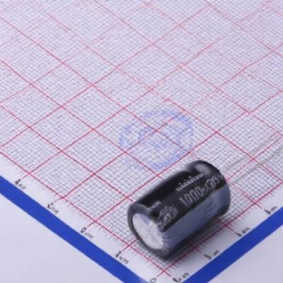 China Compact aluminum electrolytic capacitor Nichicon UVZ1V102MHD radial lead type with white marking on black PET sleeve for sale