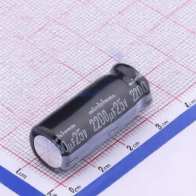 China 2200uF 25V Radial Aluminum Capacitor Nichicon UHV1E222MHD Electrolytic Capacitors for Power Electronics for sale