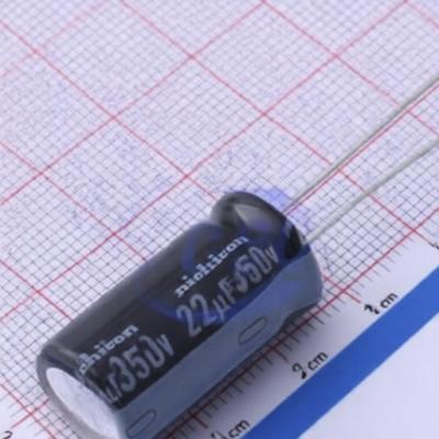 China Compact miniature aluminum electrolytic capacitor Nichicon UVR2V220MHD radial lead RoHS compliant for sale