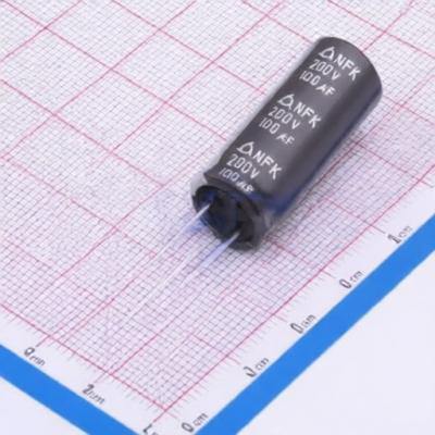 China RoHS Compliant Miniature Aluminum Electrolytic Capacitors SAMYOUNG NFK200V100M12.5*30 LO with Halogen Free Options for sale