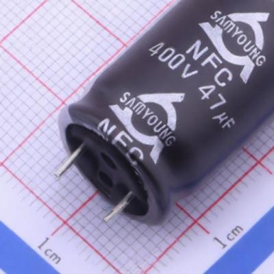 China RoHS Compliant Miniature Aluminum Electrolytic Capacitors SAMYOUNG NFC400V47M16 25 4.0CC Halogen Free for sale