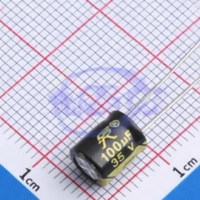 China Radial Aluminum Electrolytic Capacitors SM1V101M6L07CBH1B0LC 100 Microfarad Capacitance 35 Volt Voltage for sale