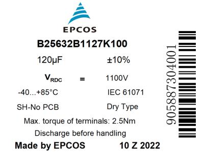 China film capacitor TDK B25631B 207K600 MKP DC LSI series with non PCB hard polyurethane resin filling for sale