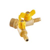 China Brass Butterfly Handle Double Fork 90 degree brass gas ball valve for sale