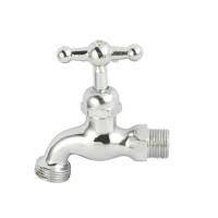 China Outside Nickel Plated Brass Bibcock Valve 2 Way Bibcock Faucet Non Rusting for sale