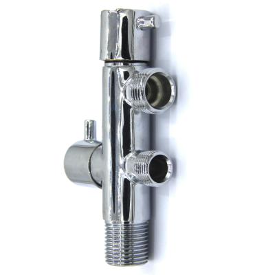 China Full copper-zinc alloy handle with one in and two out multi-function three-way angle valve washing machine faucet for sale