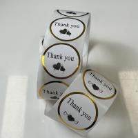 China Gold Foil Private Thank You Label Sticker Roll Adhesive with Custom Design Printing for sale