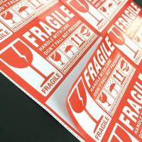 China Shipping Package Fragile Warning Label Labels Self Adhesive Waterproof for sale