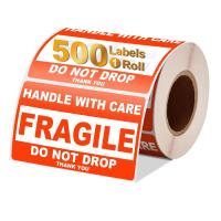 China Recyclable Fragile Label THIS SIDE UP Shipping Warning Sticker Roll for sale
