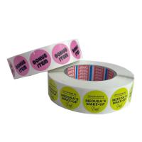 China Round Plastic Synthetic Paper Vinyl Adhesive Sticker Roll Waterproof Custom Printed for sale