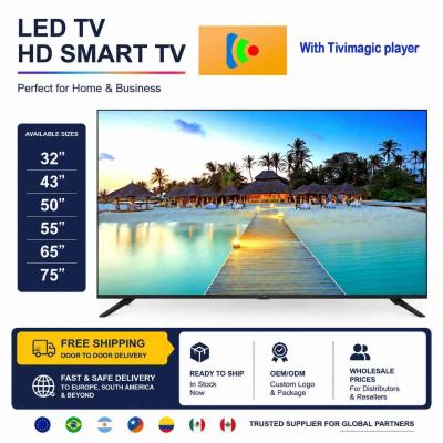 China Free Shipping Smart LED TV Wholesale 4K UHD With Tivimagic player for Europe South America Distributors for sale