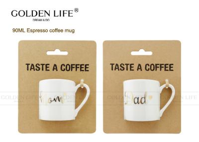 China New Bone China Material Ceramic Coffee Mugs 90cc Durable With Mon / Dad Design for sale