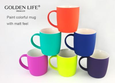 China Ceramic spray paint colorful mugs 400ml New bone china matt finish for sale