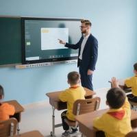 China 55 Inch Compact Interactive Whiteboard Android 16 Windows Dual OS AI Q-A DMS OEM Small Classroom Board for sale