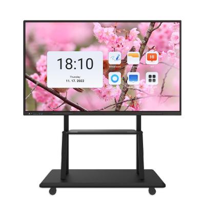 China 65/75/86 Inch 4K Resolution Interactive Smart Board with 40 Points Touch and Dual OS Compatibility for Conference Rooms for sale