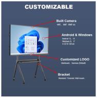 China Qtenboard 75 Inch Dual System 40 Point Touch Screen Smart Interactive Whiteboard for Classroom for sale