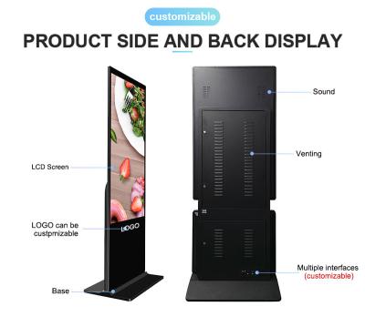 China 49-55 Inch Digital Signage Kiosk with 10-Point Capacitive Touchscreen 3840x2160 Resolution and IP54-Rated Casing for sale