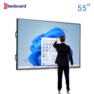 China Qtenboard 55 Inch Interactive Whiteboard with 4K Ultra HD Display, 40 Touch Points, and Dual OS for Education and Meetings for sale