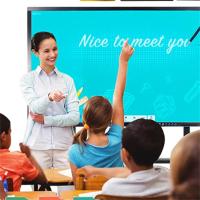 China 55-110 Inch 4K Resolution Interactive Smart Board with 40-50 Touch Points and Dual OS for Education and Meetings for sale