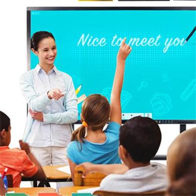 China 55-110 Inch 4K Resolution Interactive Smart Board with 40-50 Touch Points and Dual OS for Education and Meetings for sale