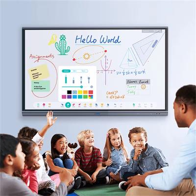 China 75 Inch 4K HD Interactive Smart Board with 40-50 Touch Points and Dual System Android Win11 for School and Office for sale