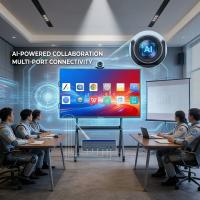 China 65 Inch Smart Interactive Whiteboard 100 Point Touch 4K UHD Warm Light Anti Blue Light Eye Care Display for Classroom for sale