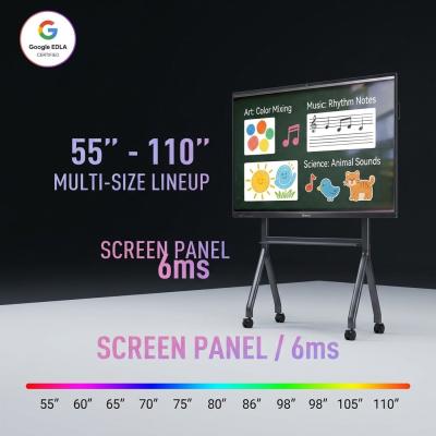China 65 Inch 4K AI Smart Interactive Whiteboard 100 Point Touch Screen with Voice Control Warm Light Eye Protection Display for sale