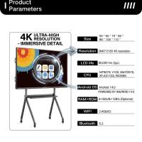 China 65 Inch Interactive Panel for Presentation Performance With Wifi Bluetooth Whiteboard Software Inbuilt For Classroom Meeting Room White/Black Cabinet Color for sale